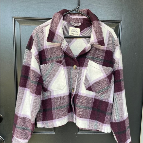 Jackets & Coats | Nwot Cropped Purple Plaid Shacket | Poshmark